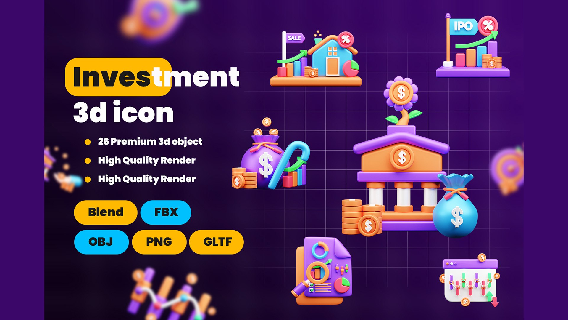 3D Investment 3d Illustration Icon Pack Model - TurboSquid 2245487