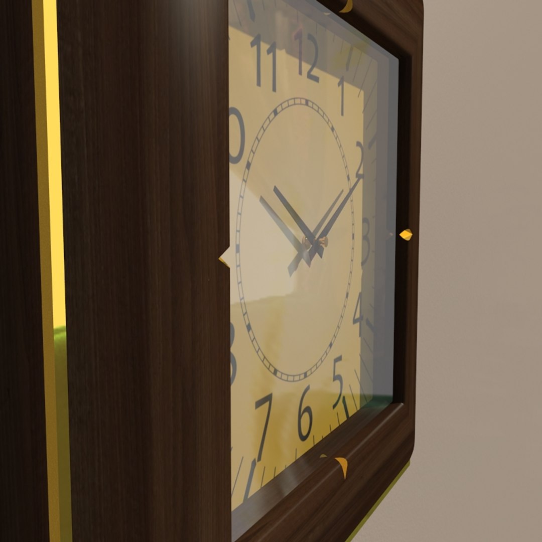 3D square wall clock decoration model - TurboSquid 1604353