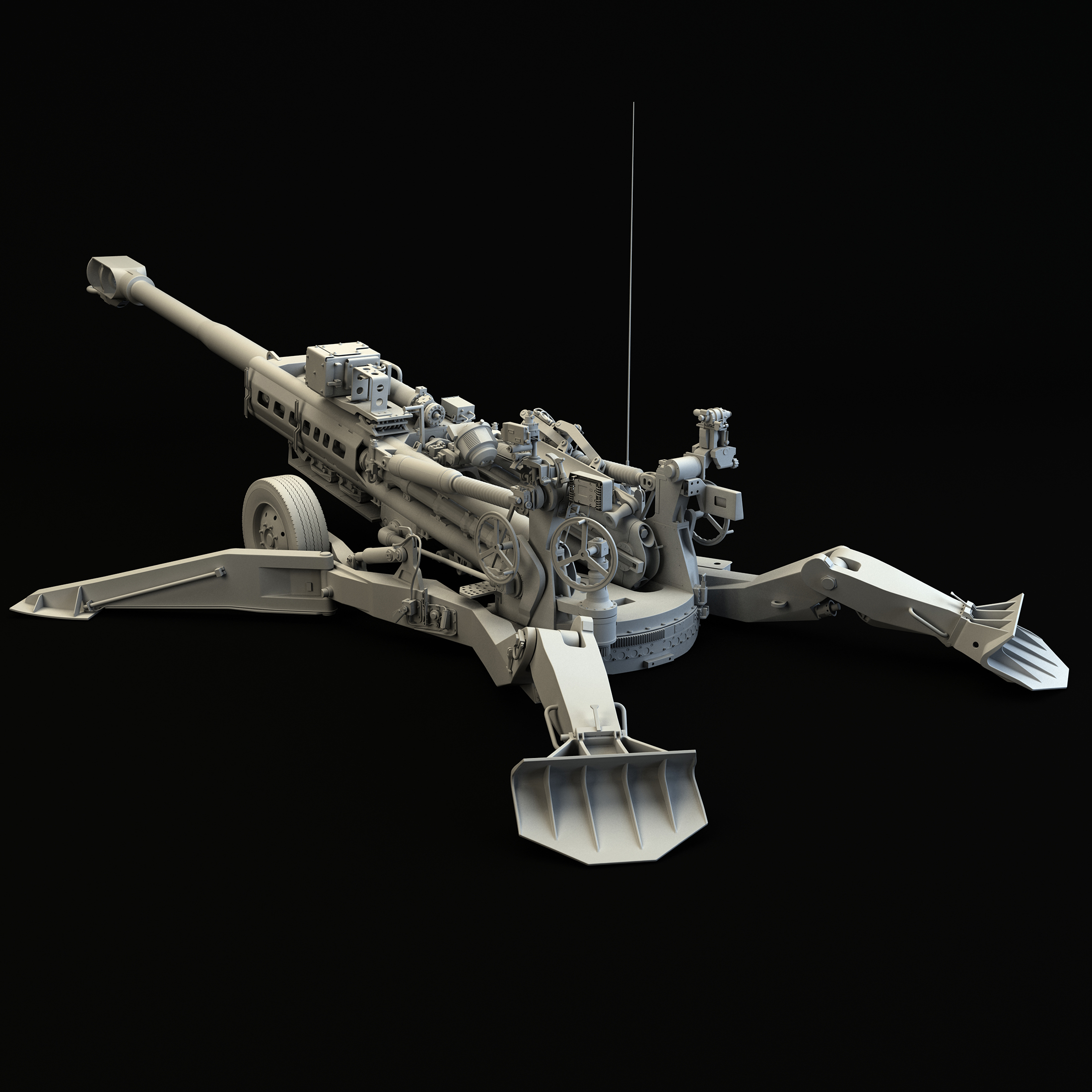3d model m777 howitzer