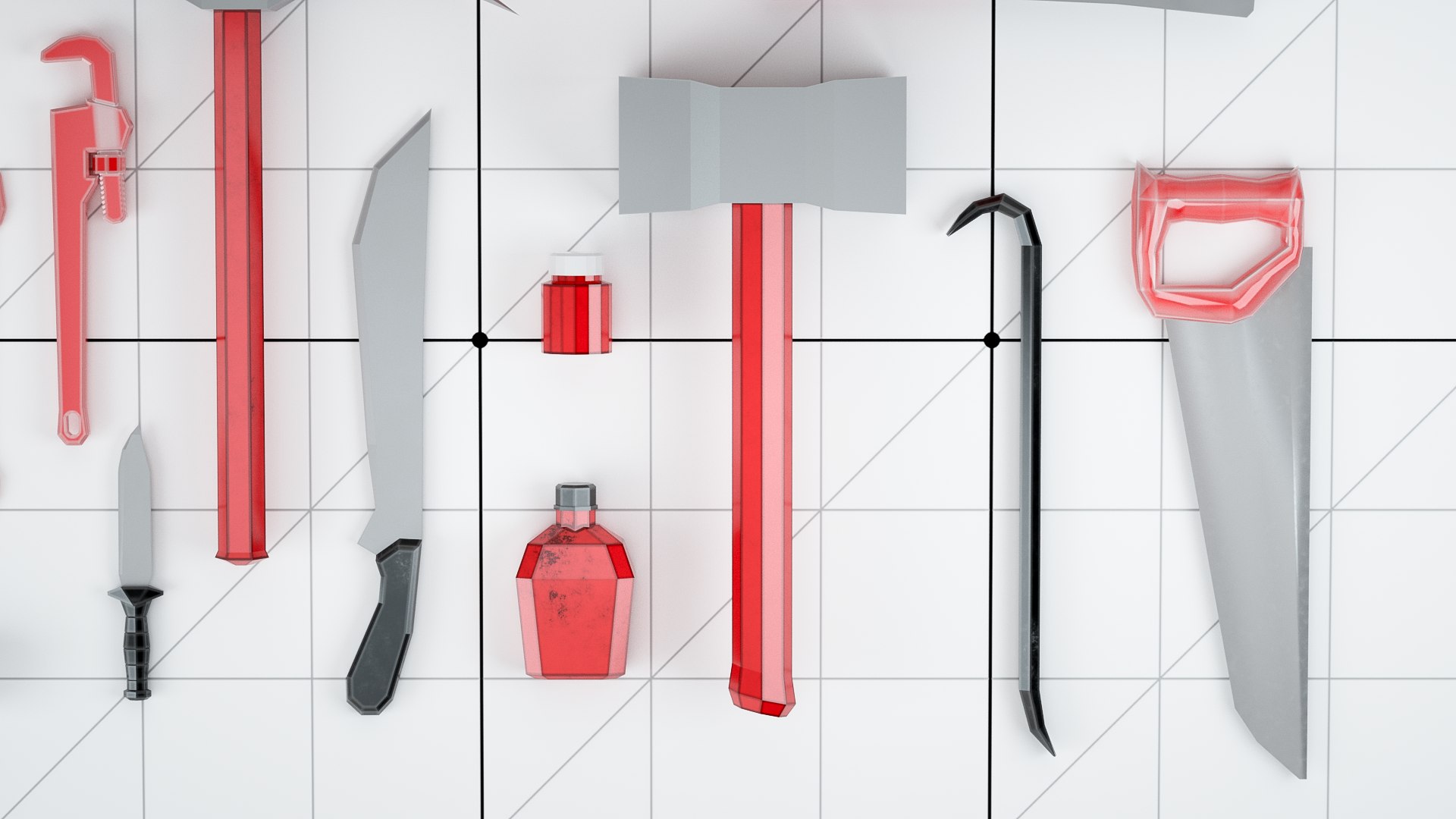 3D Survival Kit Tools Weapons Model - TurboSquid 1564367