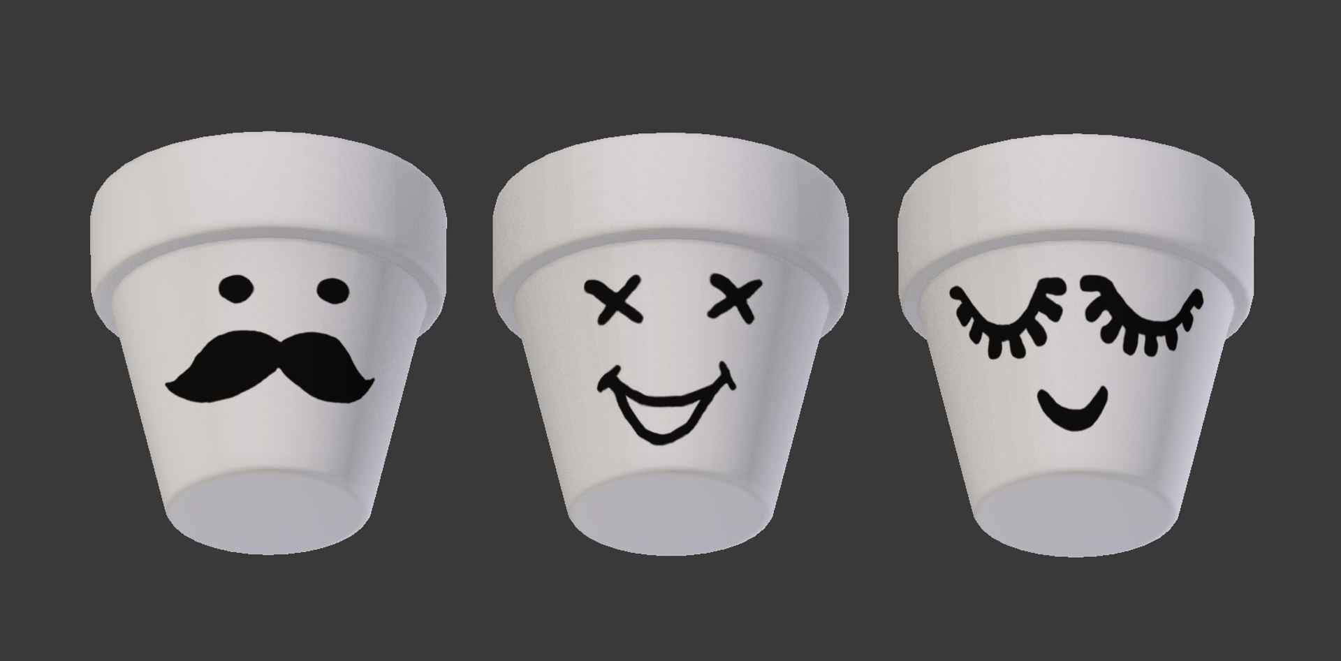 3D flower pots - emoji - TurboSquid 1366200
