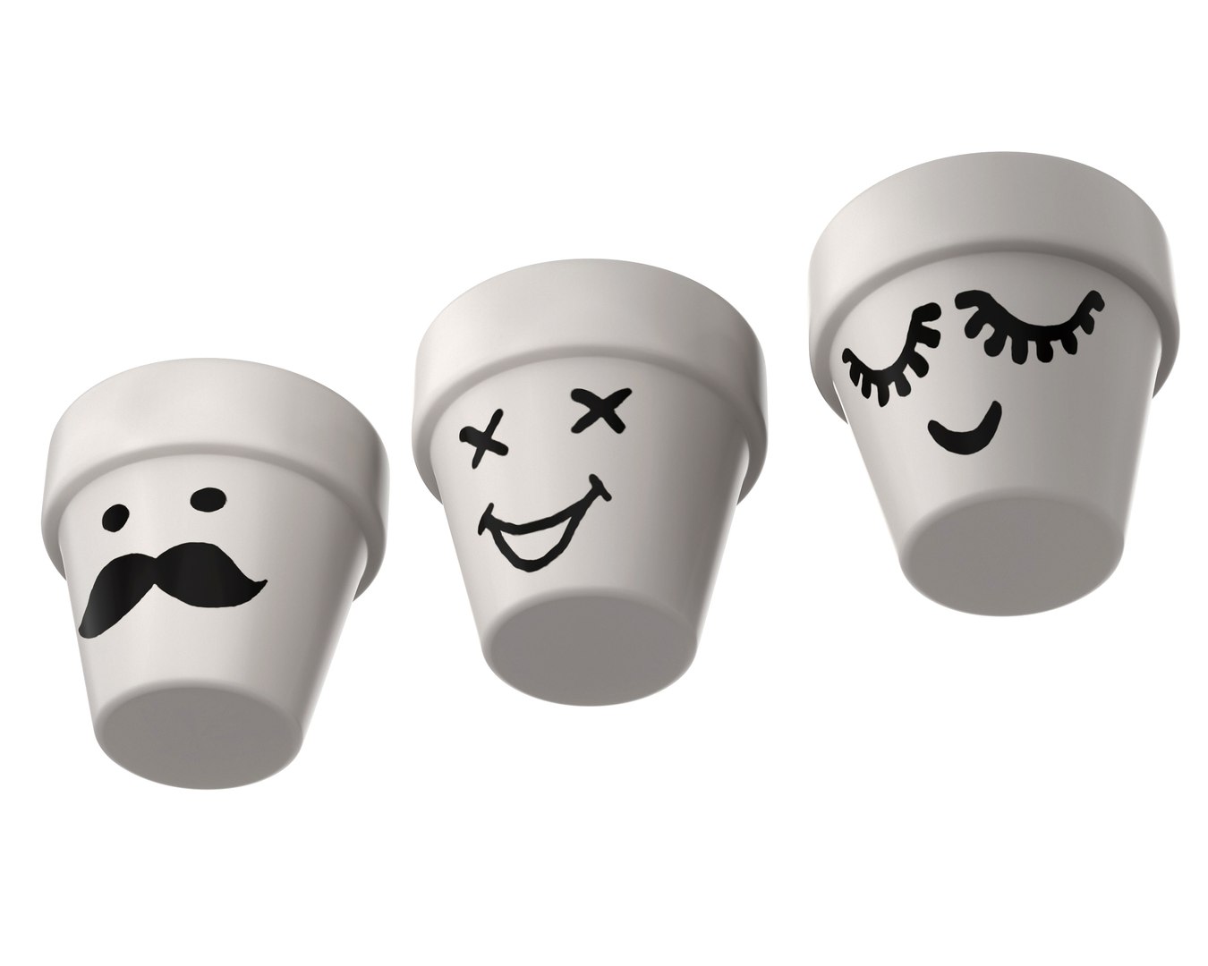 3D flower pots - emoji - TurboSquid 1366200