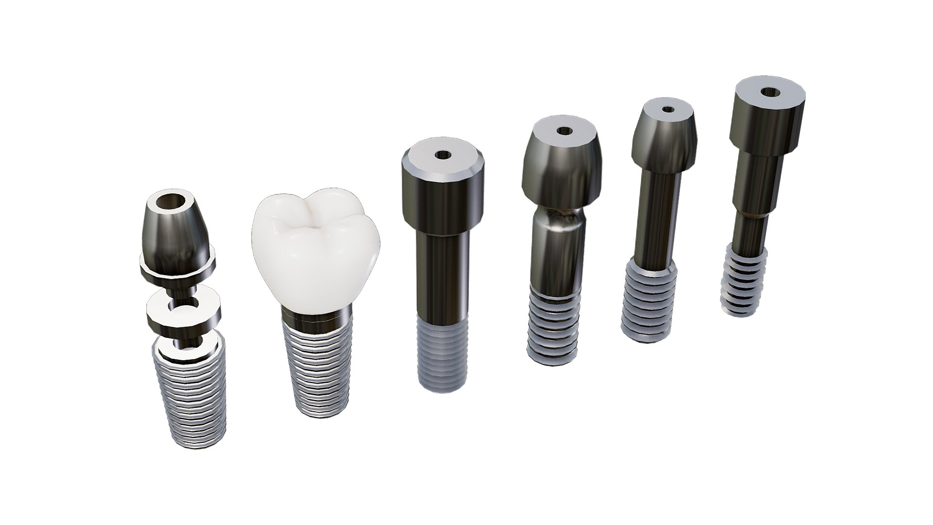 3D Dental Implant Pack - 6 in 1 model - TurboSquid 2133007