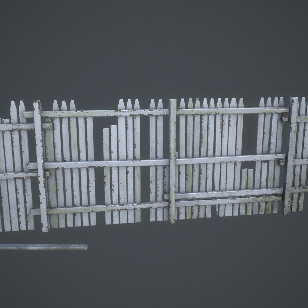 3d model broken fence
