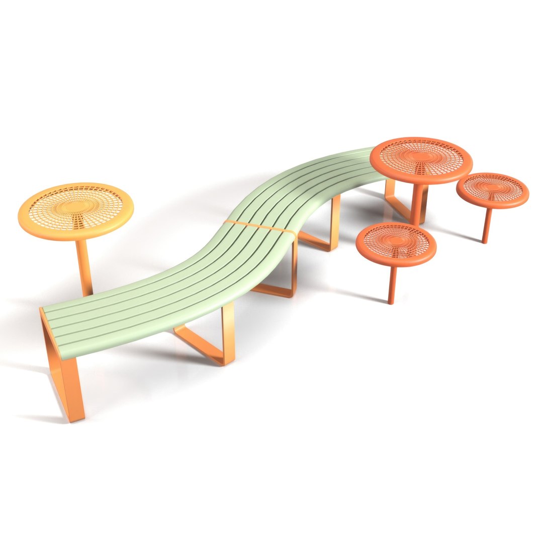 3D Linea Curved Seat And Bench Model - TurboSquid 2230246