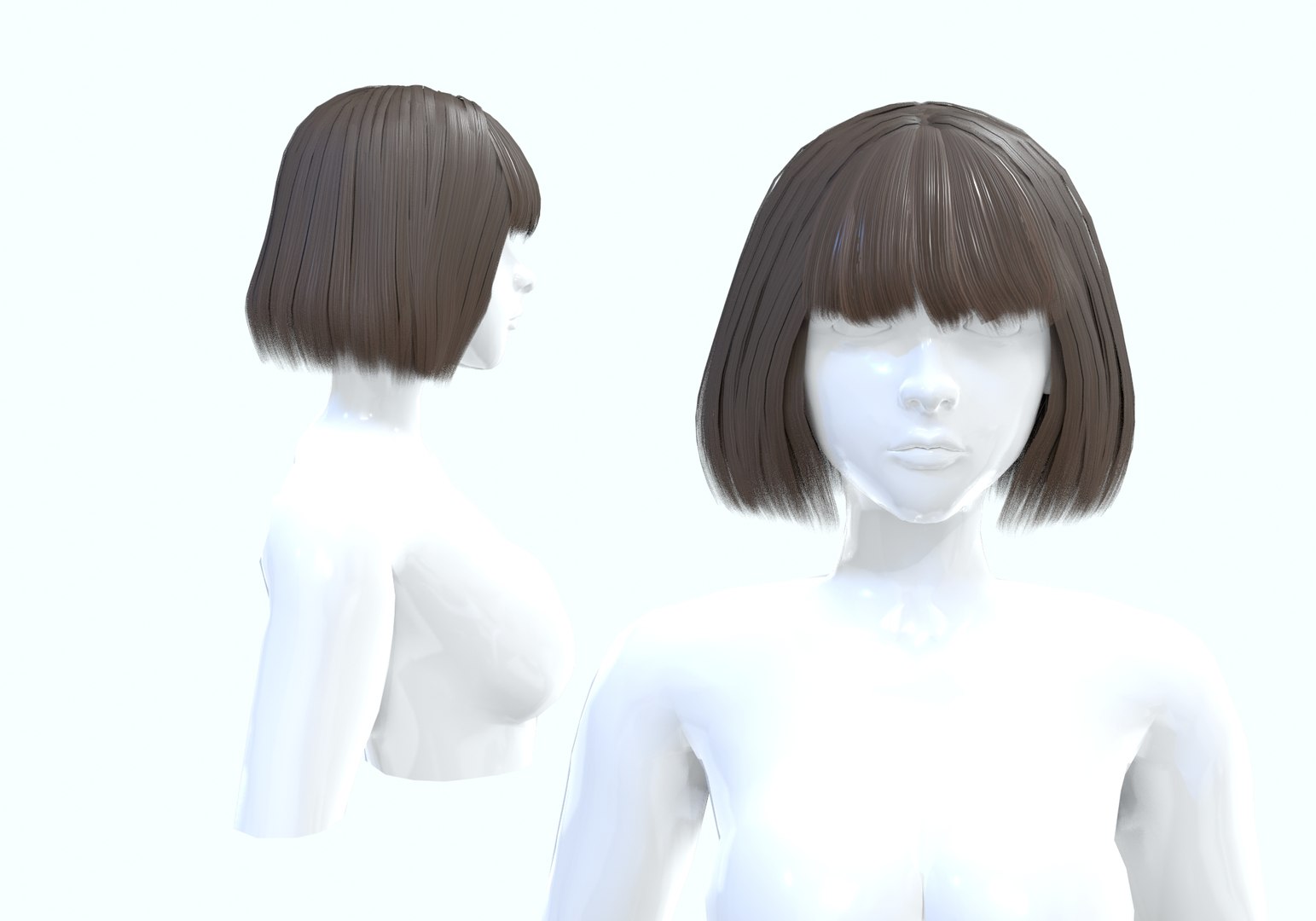 3D Bob Bangs Hairstyle Model - TurboSquid 1960226