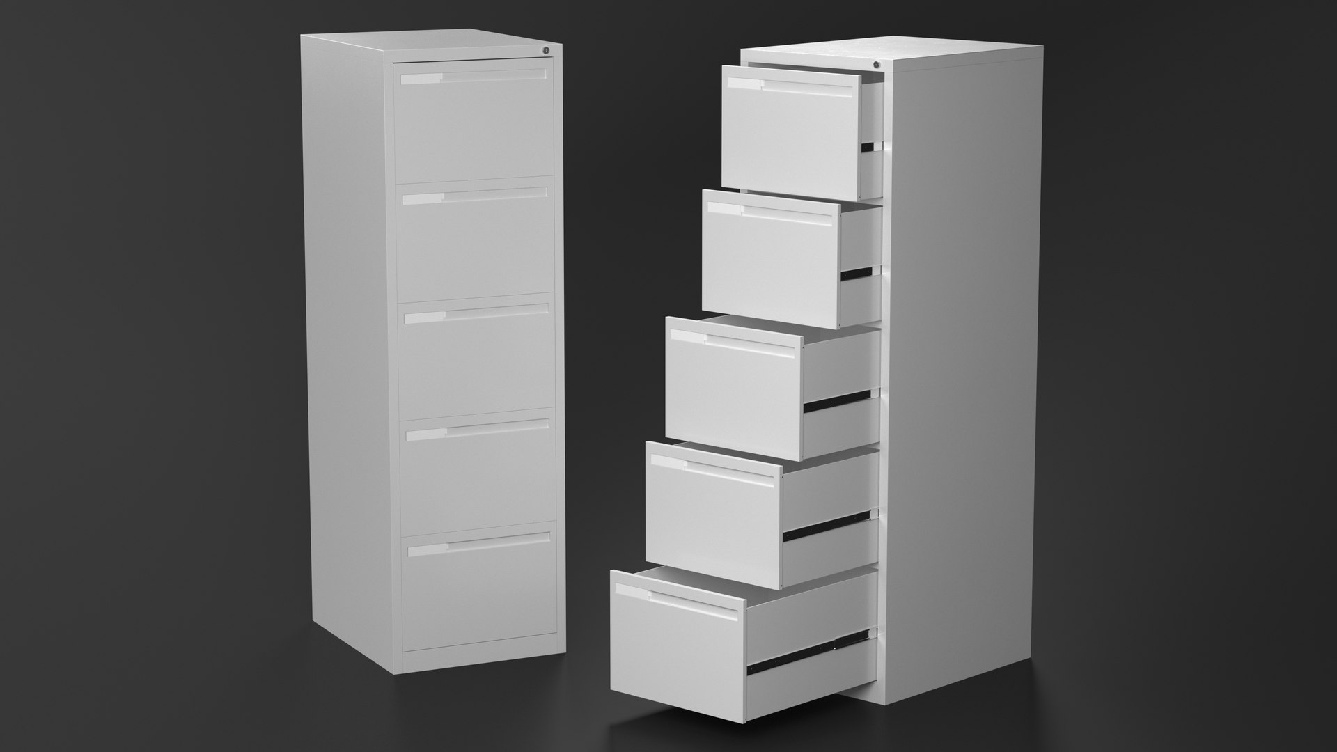 Filing Cabinet 5 Drawer Grey 3D Model - TurboSquid 2223947