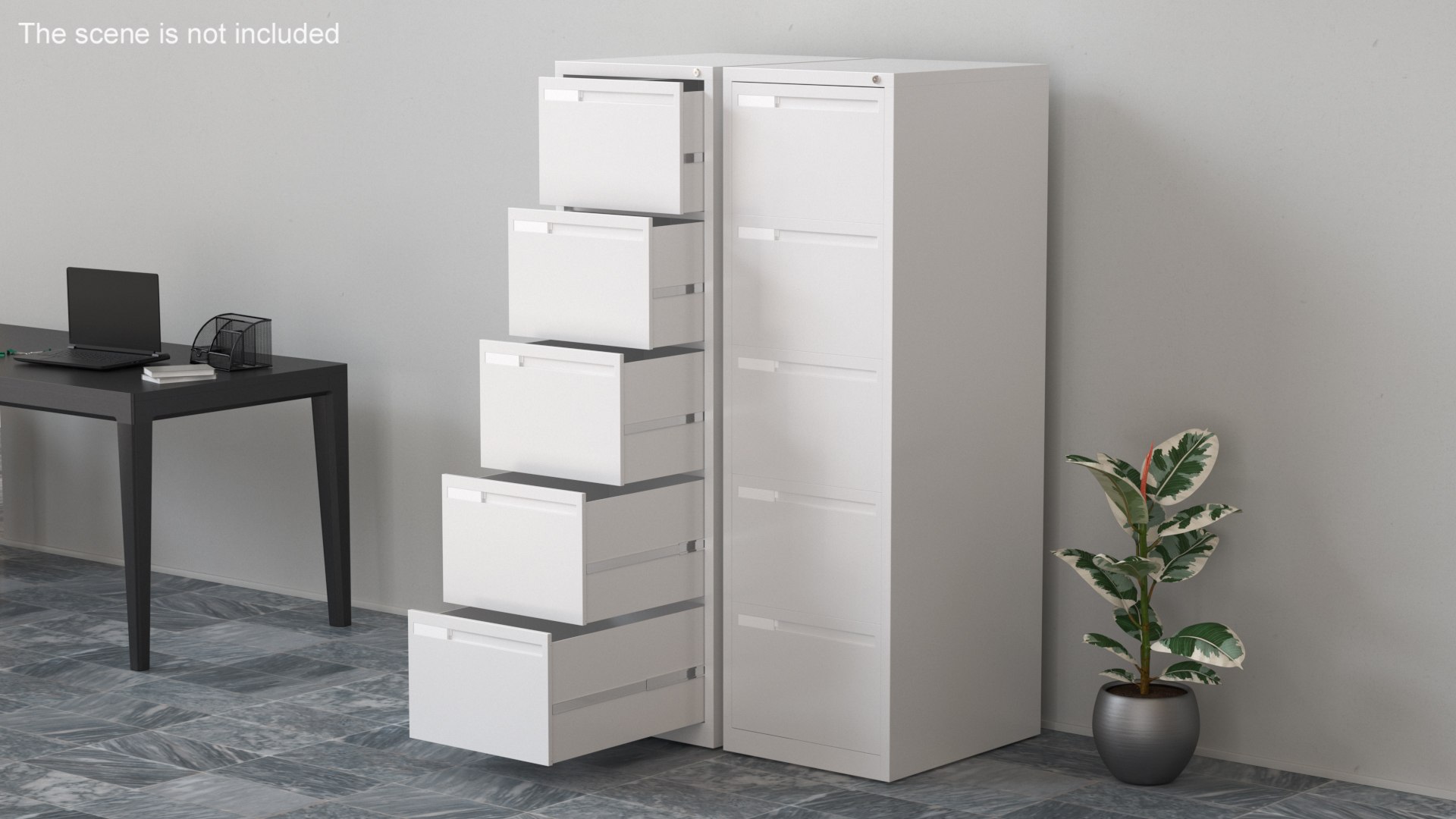 Filing Cabinet 5 Drawer Grey 3D Model - TurboSquid 2223947