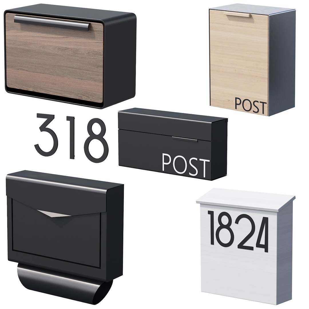 3D 041 Modern Mailboxes 01 Wallmounted 00 - TurboSquid 1765934