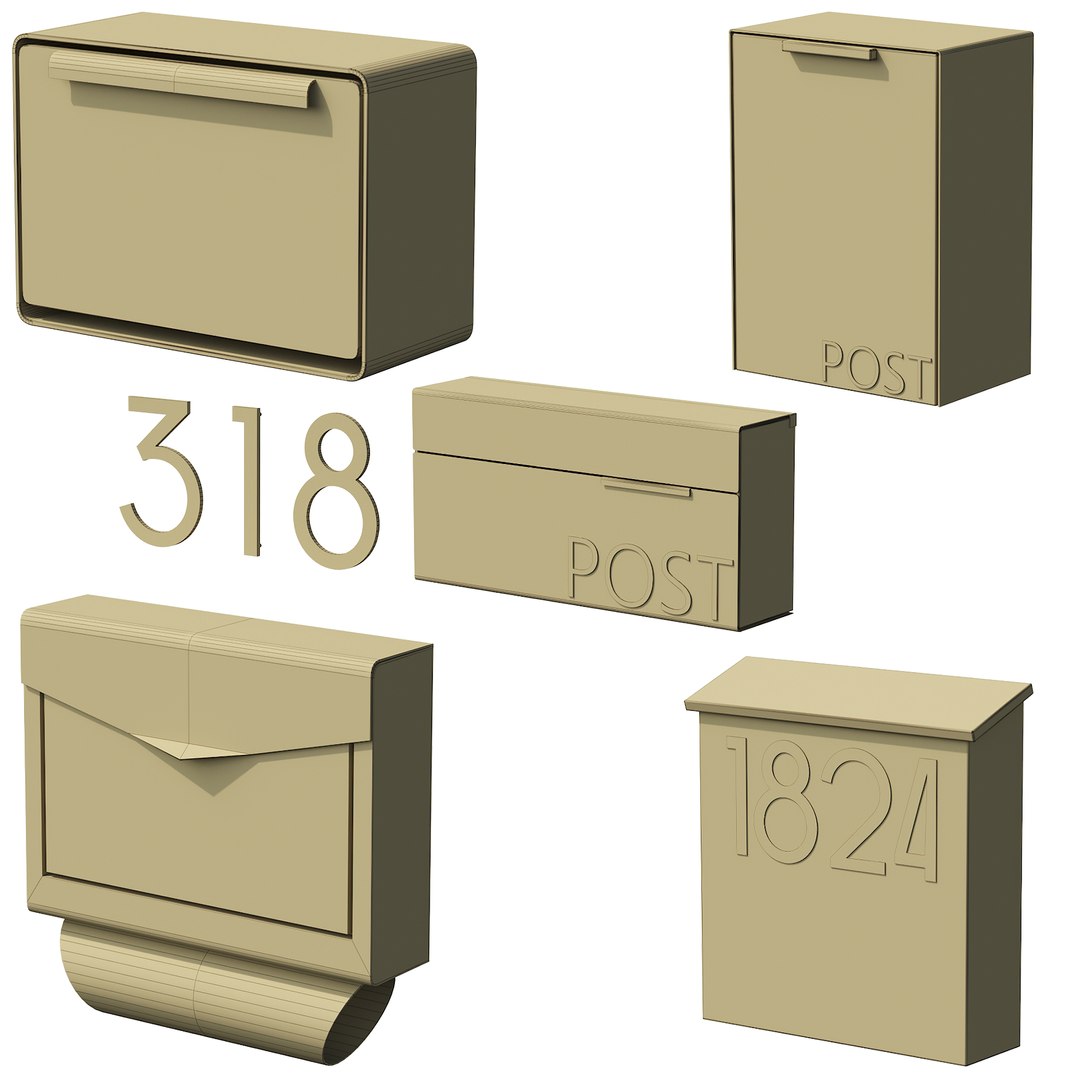 3D 041 Modern Mailboxes 01 Wallmounted 00 - TurboSquid 1765934