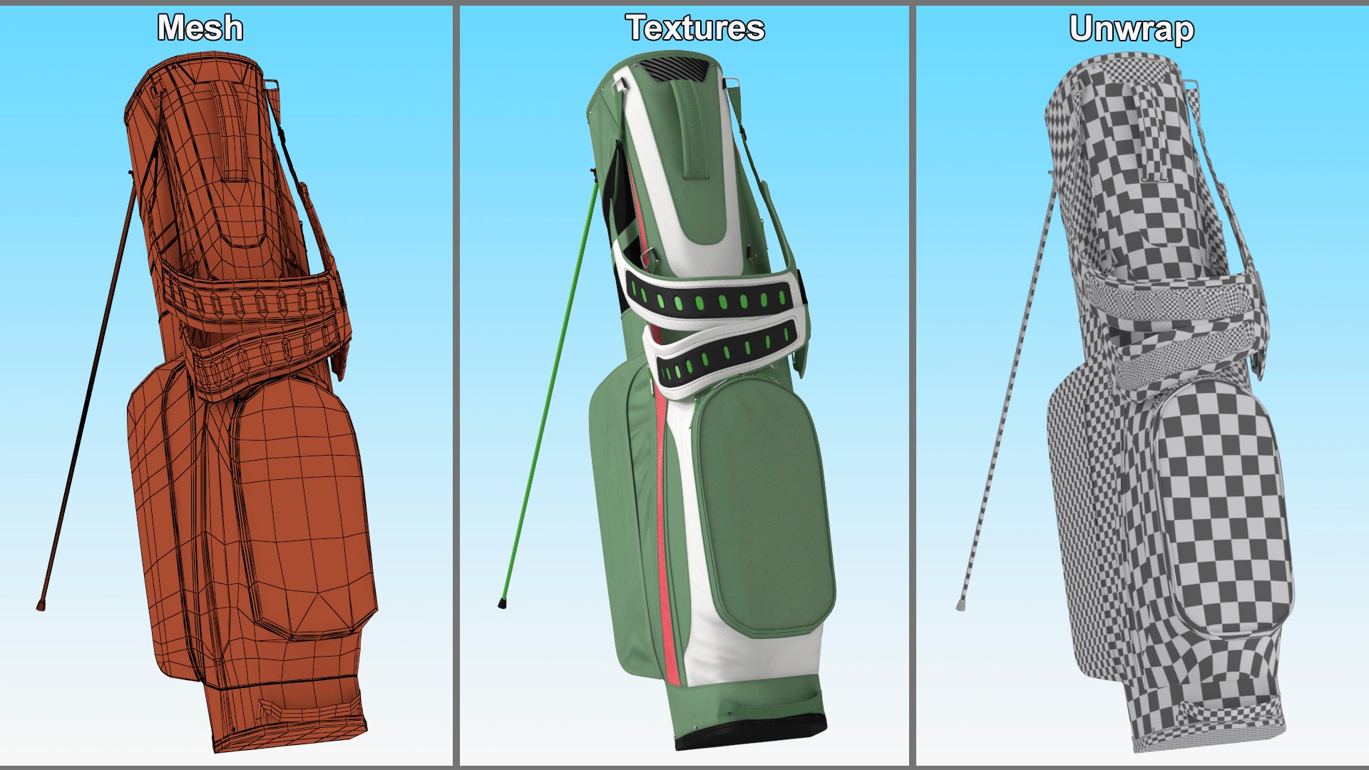 3D Model Golf Bag With Stand - TurboSquid 2279300