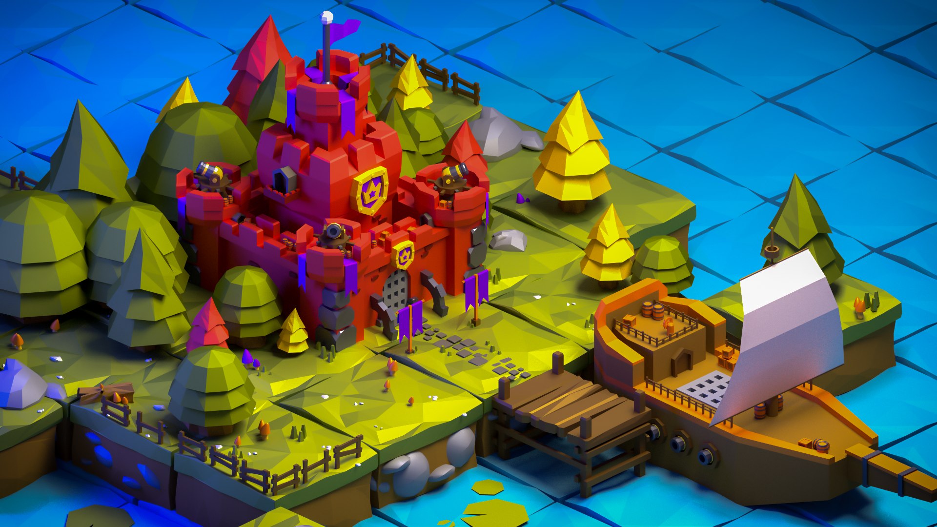 3D Castle Assets Low Poly Model - TurboSquid 1740921