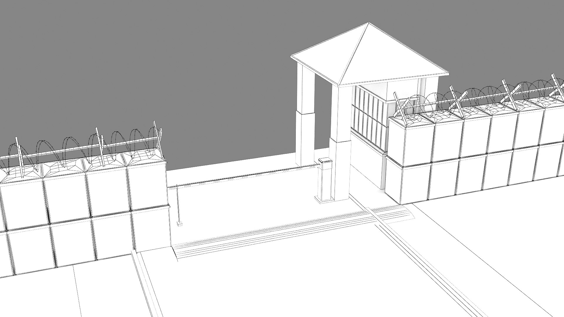 3D Model Military Base Area With Gate - TurboSquid 2380029