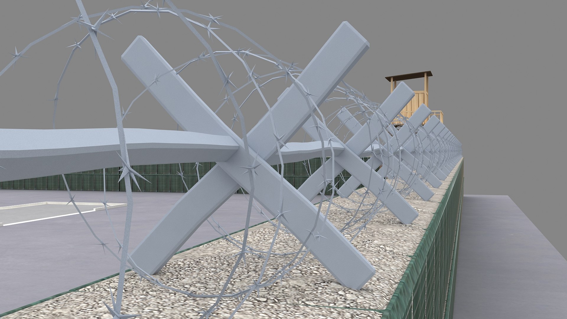 3D Model Military Base Area With Gate - TurboSquid 2380029