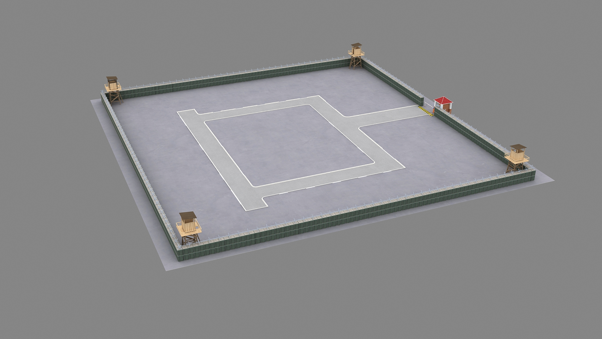 3D Model Military Base Area With Gate - TurboSquid 2380029