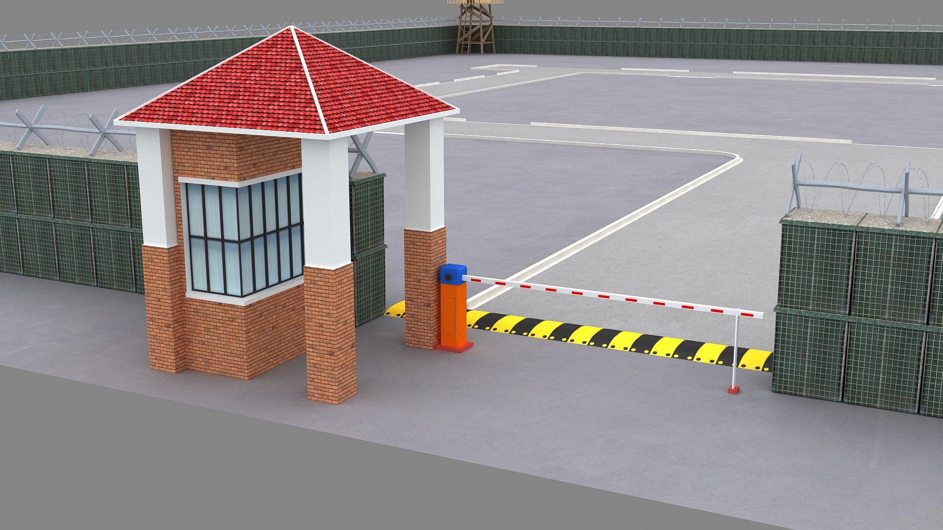 3D Model Military Base Area With Gate - TurboSquid 2380029