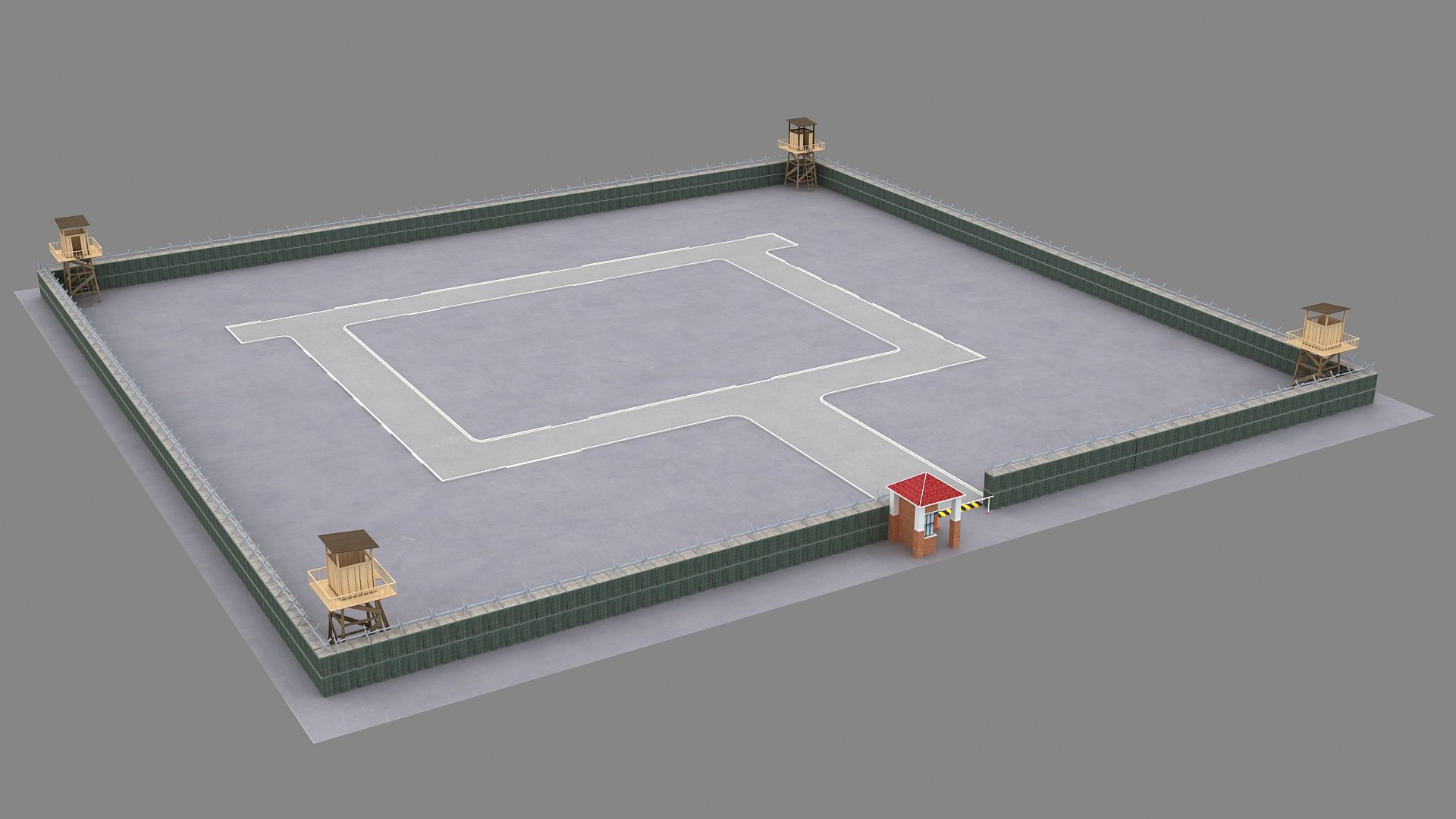 3D Model Military Base Area With Gate - TurboSquid 2380029
