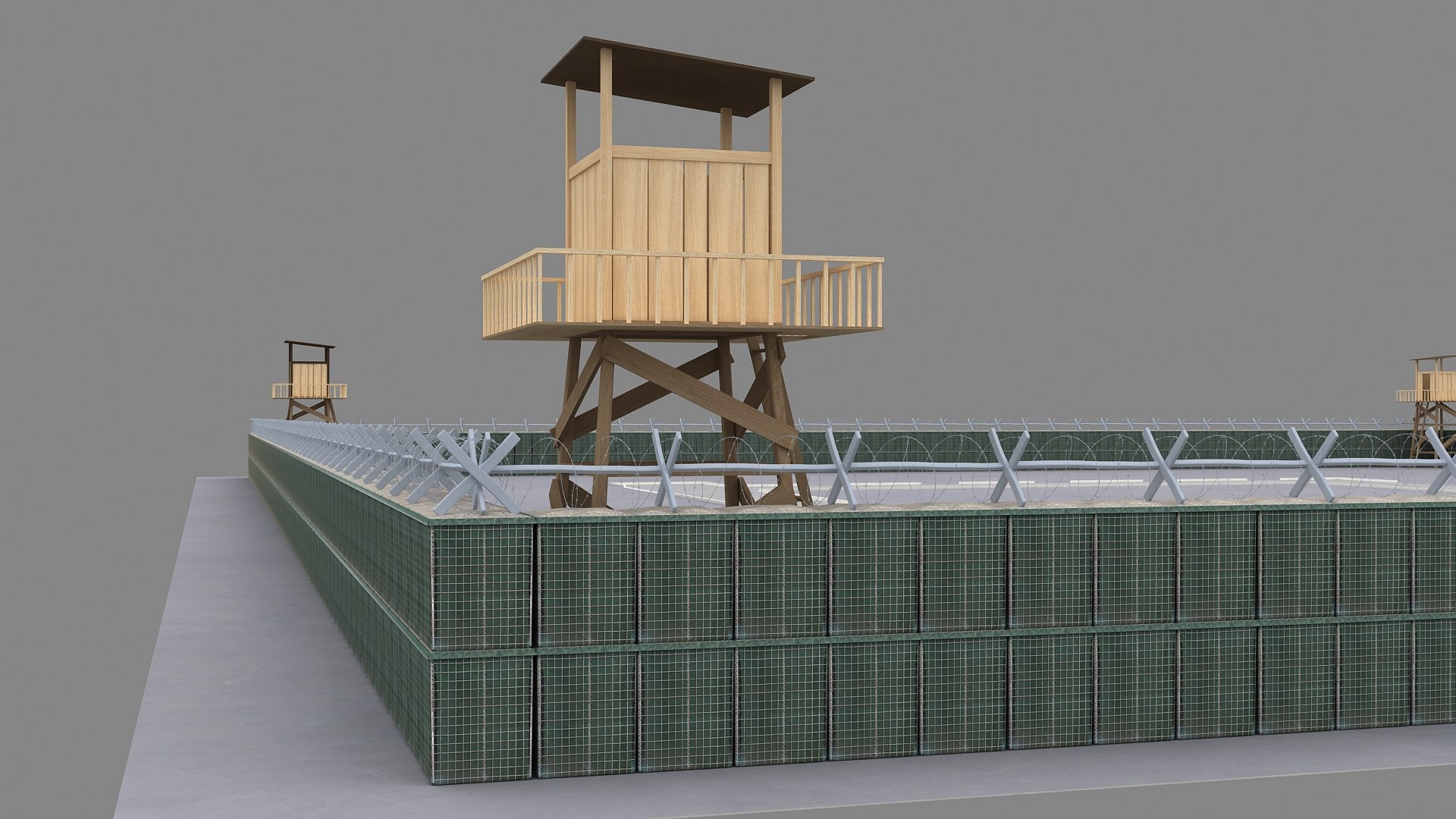 3D Model Military Base Area With Gate - TurboSquid 2380029