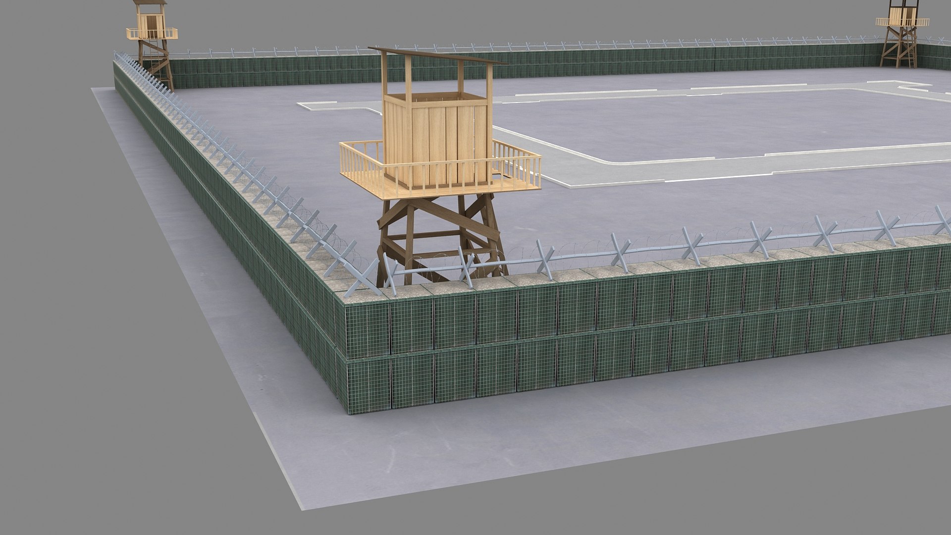 3D Model Military Base Area With Gate - TurboSquid 2380029