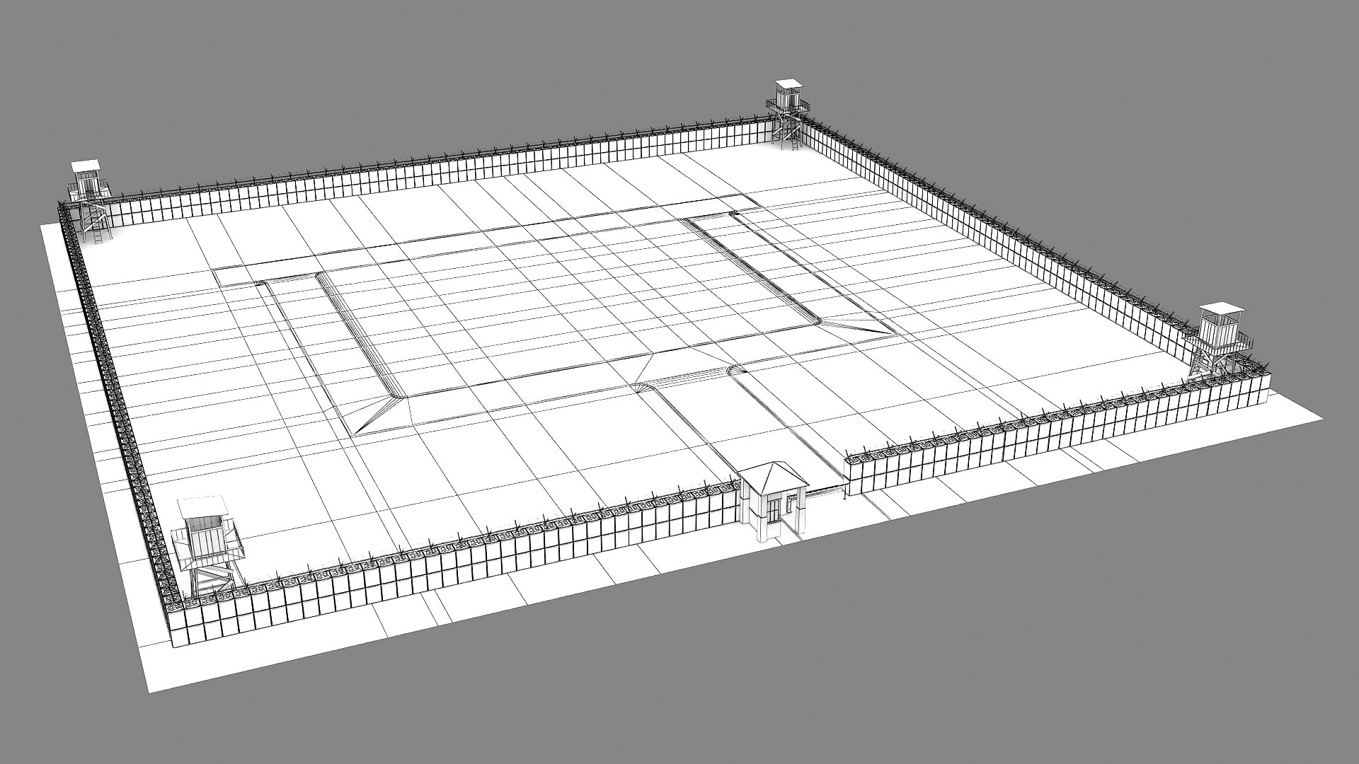 3D Model Military Base Area With Gate - TurboSquid 2380029