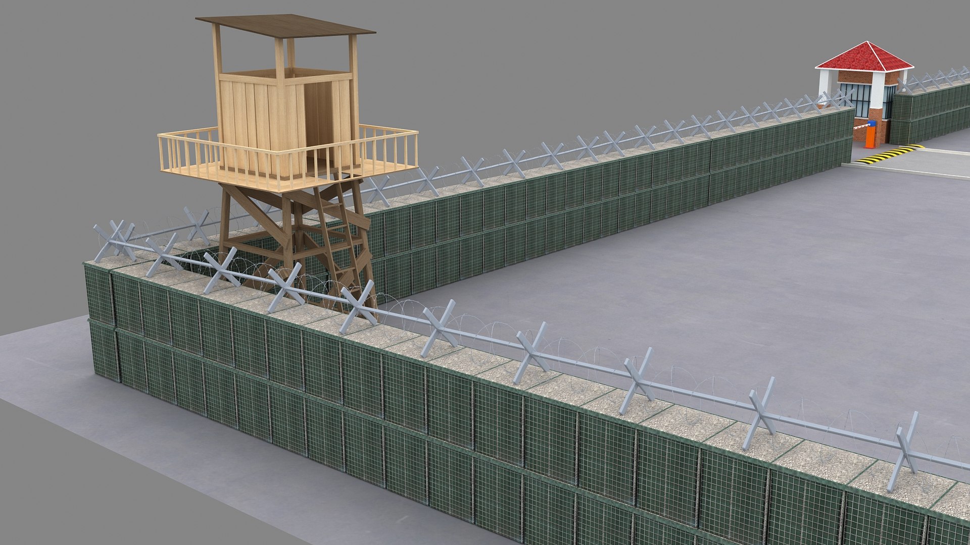 3D Model Military Base Area With Gate - TurboSquid 2380029