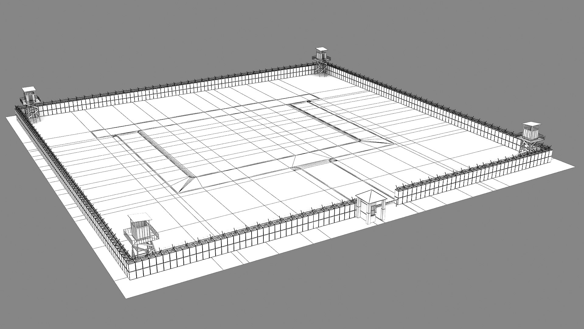 3D Model Military Base Area With Gate - TurboSquid 2380029