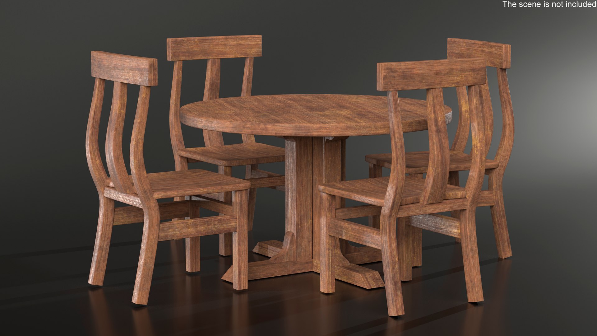 Rustic Round Table Model - TurboSquid 2405613