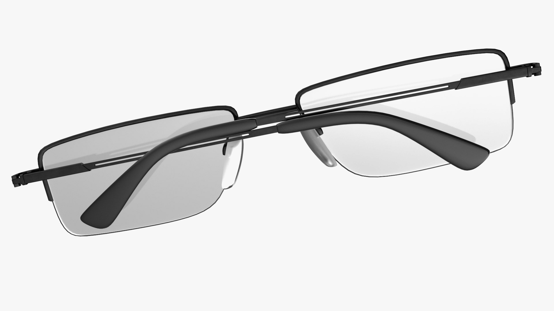 3D Rectangular Glasses Black Frame Folded Model - TurboSquid 2146858