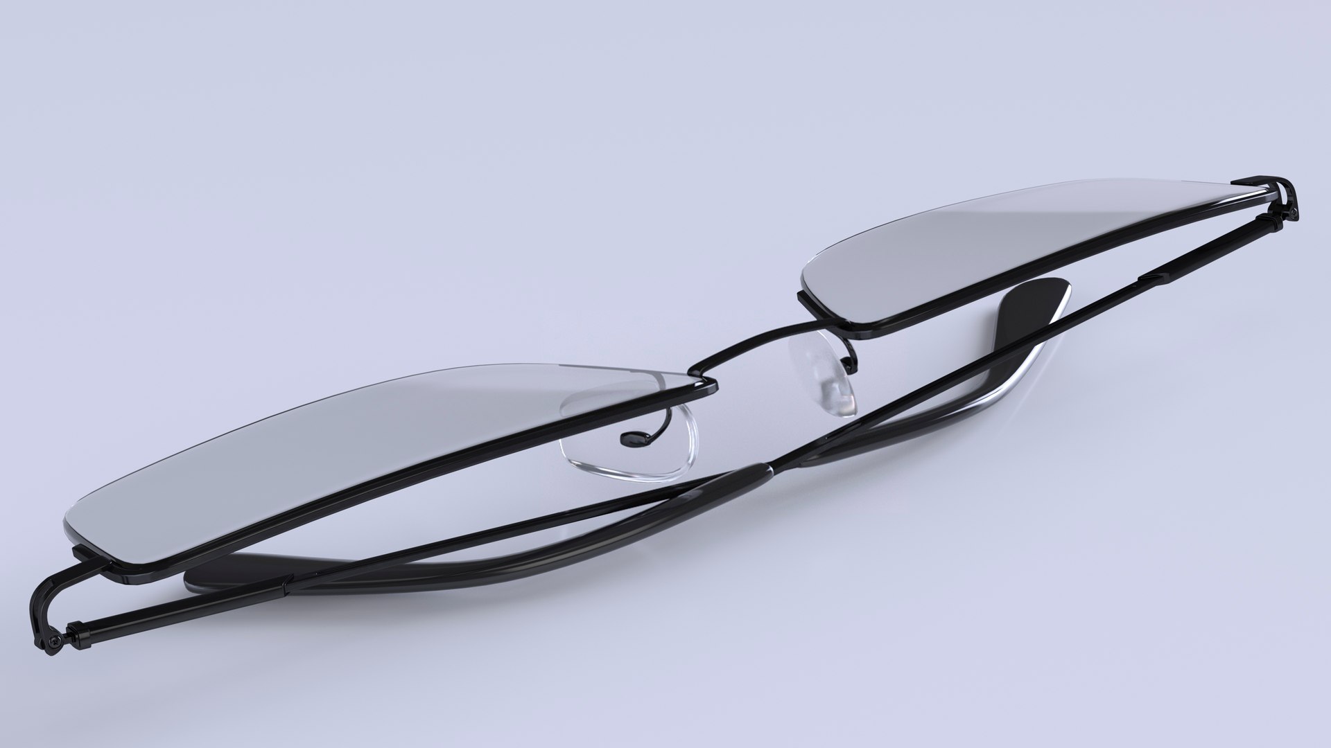 3D Rectangular Glasses Black Frame Folded Model - TurboSquid 2146858