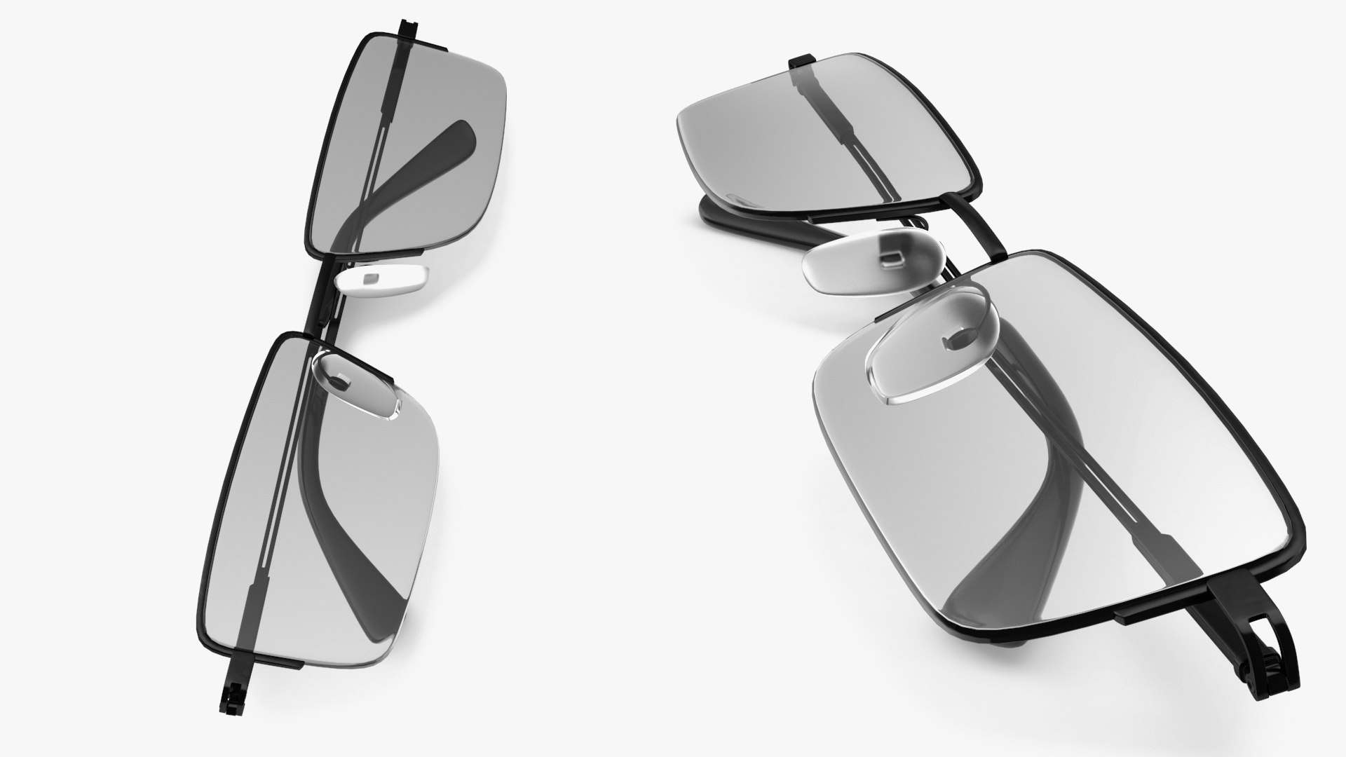 3D Rectangular Glasses Black Frame Folded Model - TurboSquid 2146858