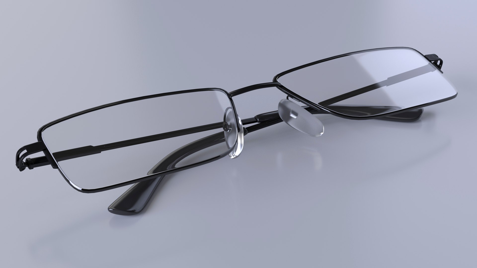 3D Rectangular Glasses Black Frame Folded Model - TurboSquid 2146858
