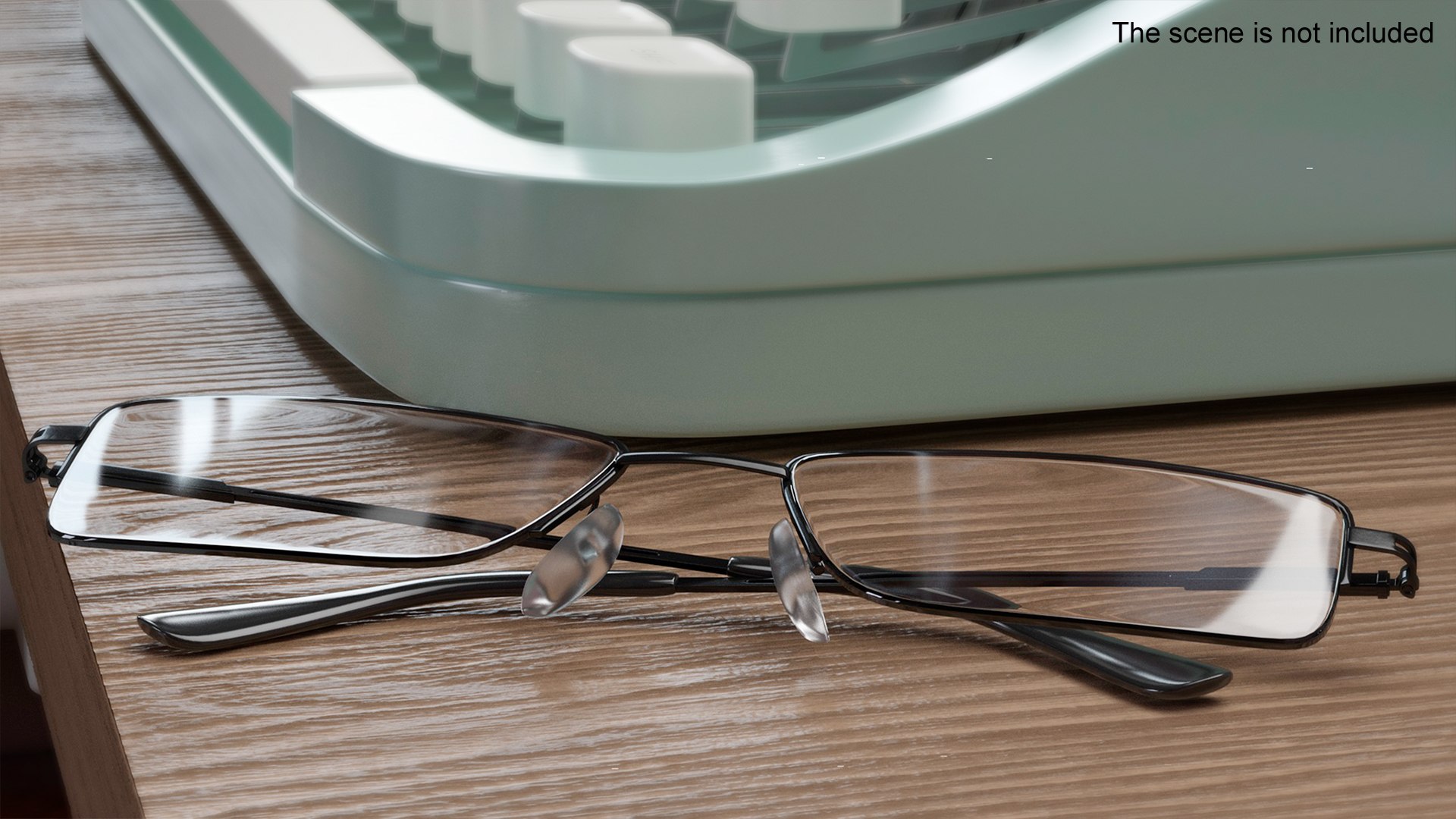 3D Rectangular Glasses Black Frame Folded Model - TurboSquid 2146858