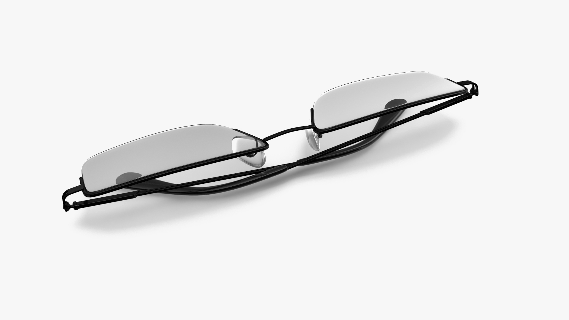 3d Rectangular Glasses Black Frame Folded Model Turbosquid 2146858