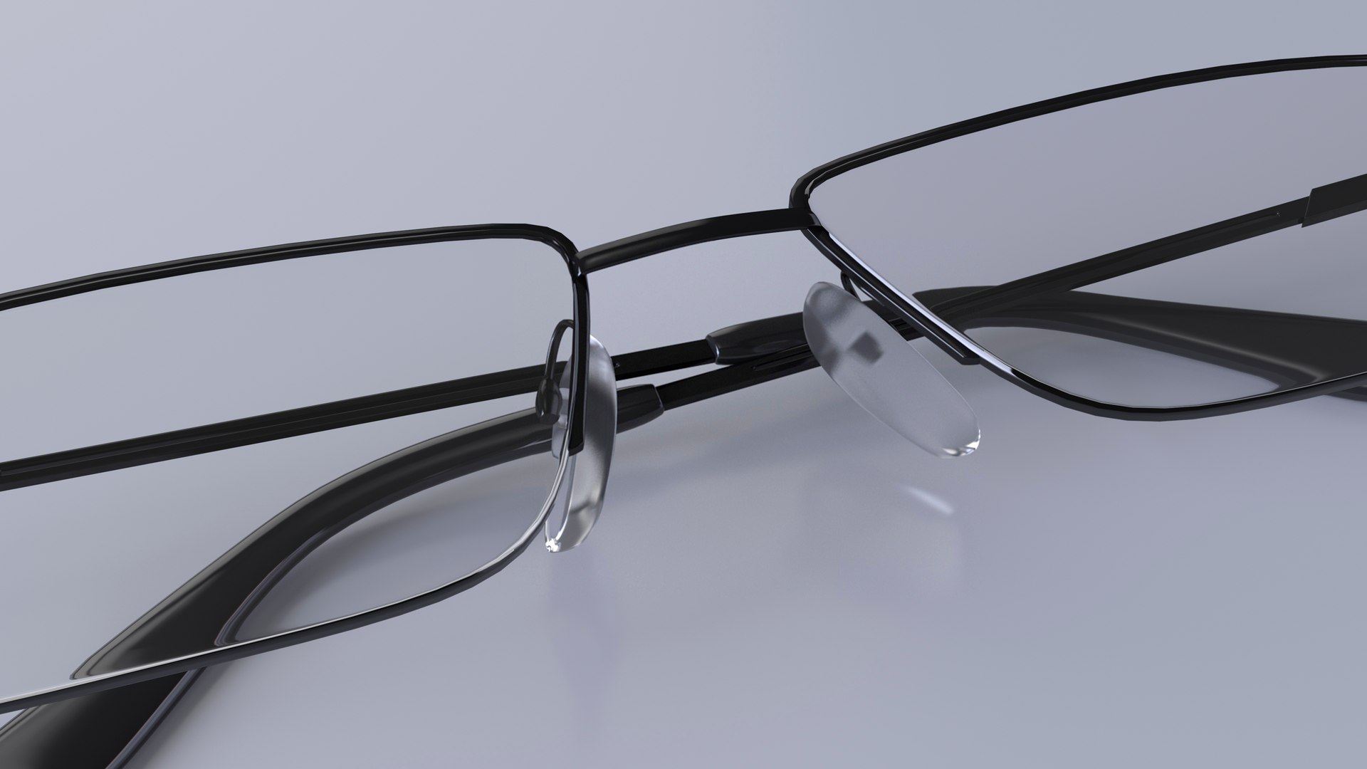 3D Rectangular Glasses Black Frame Folded Model - TurboSquid 2146858