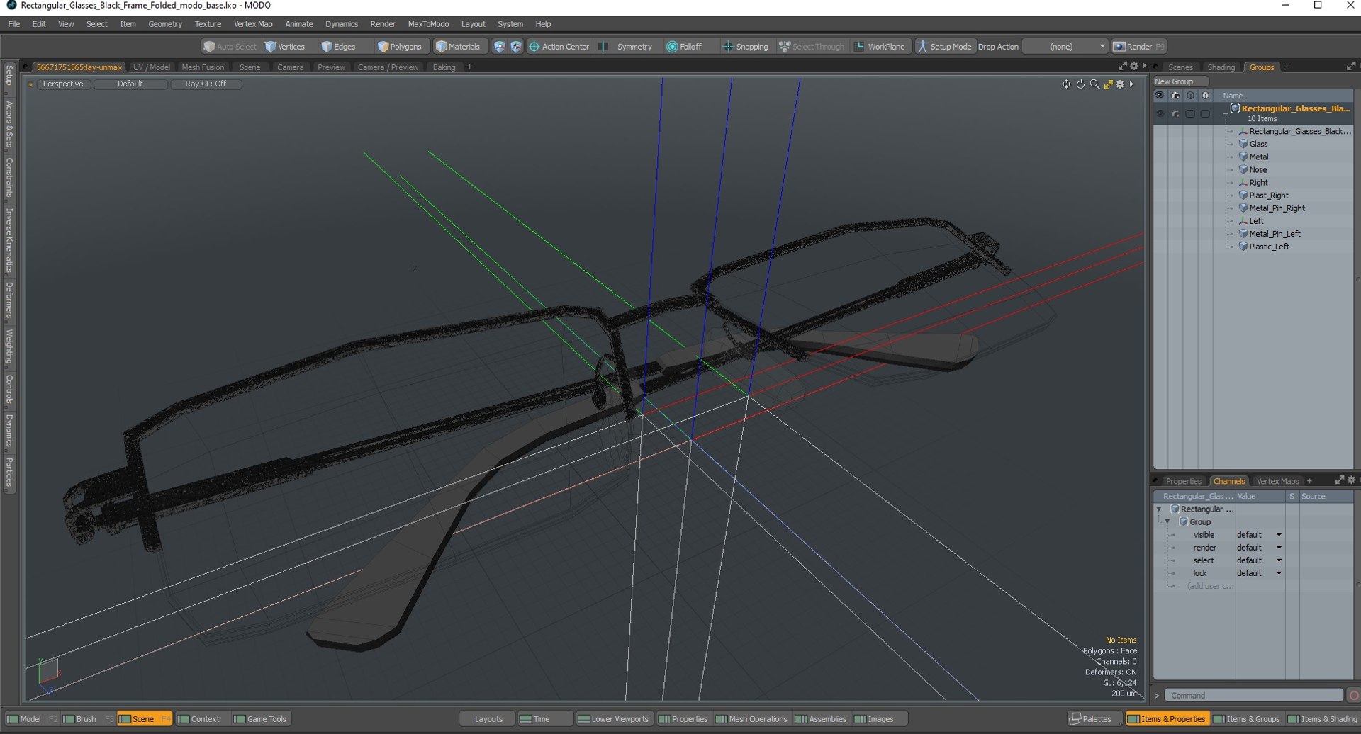 3D Rectangular Glasses Black Frame Folded Model - TurboSquid 2146858