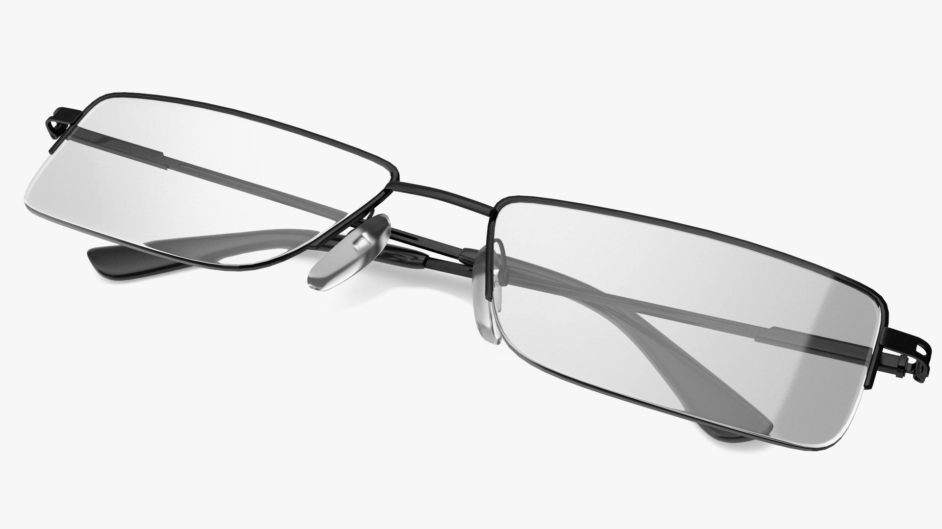 3D Rectangular Glasses Black Frame Folded Model - TurboSquid 2146858