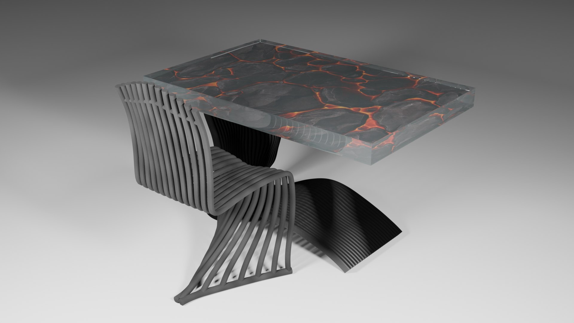 3D Model Lava Glass Table And Parametric Chair - TurboSquid 2216909