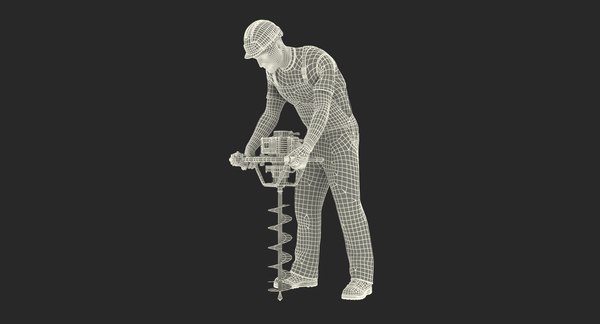 Construction worker earth auger 3D model - TurboSquid 1311261