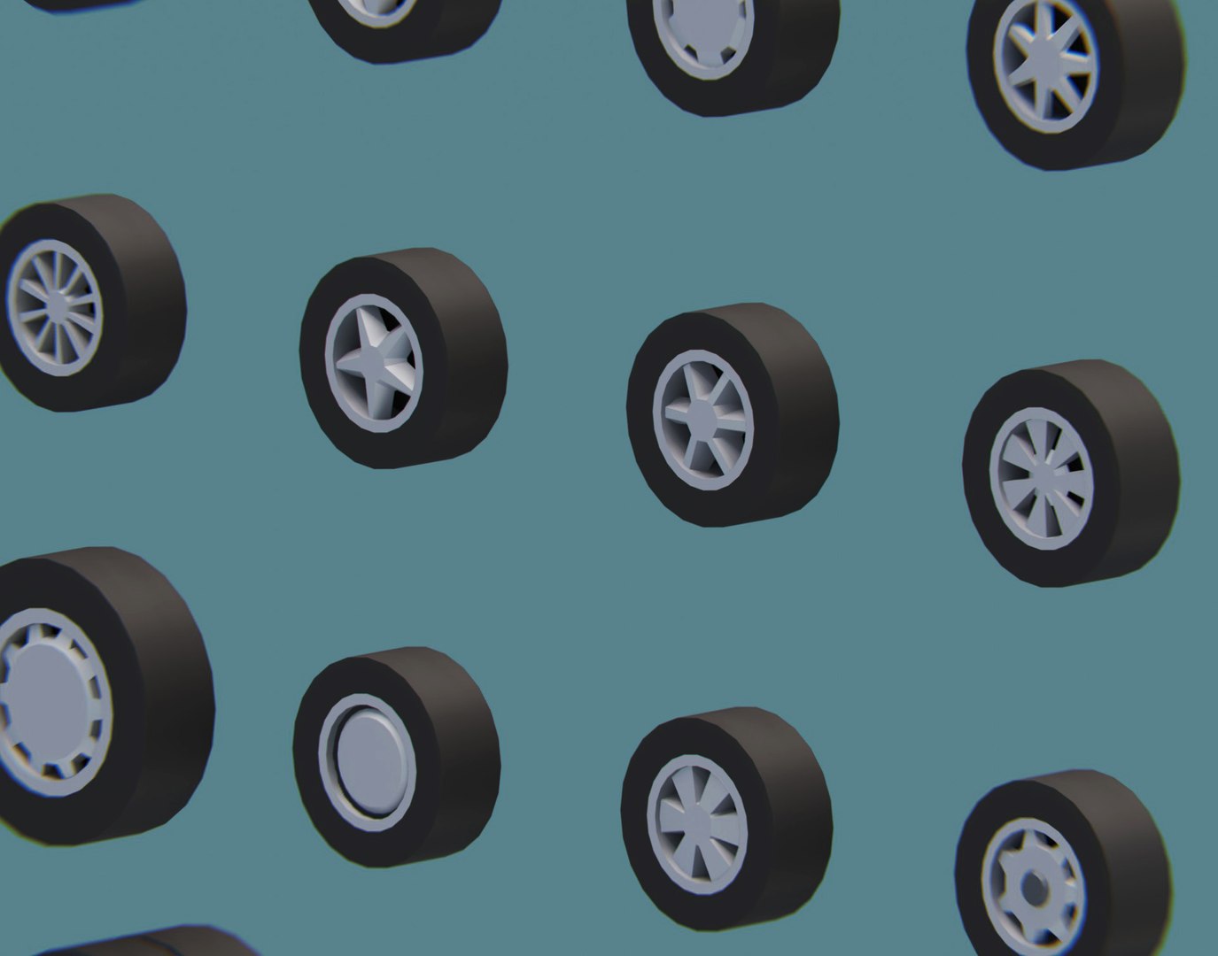 Pack Of 20 Unique Rims Tires For Car 3D - TurboSquid 1778619