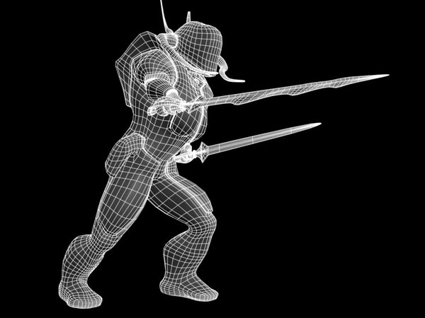 3d medieval alien knight