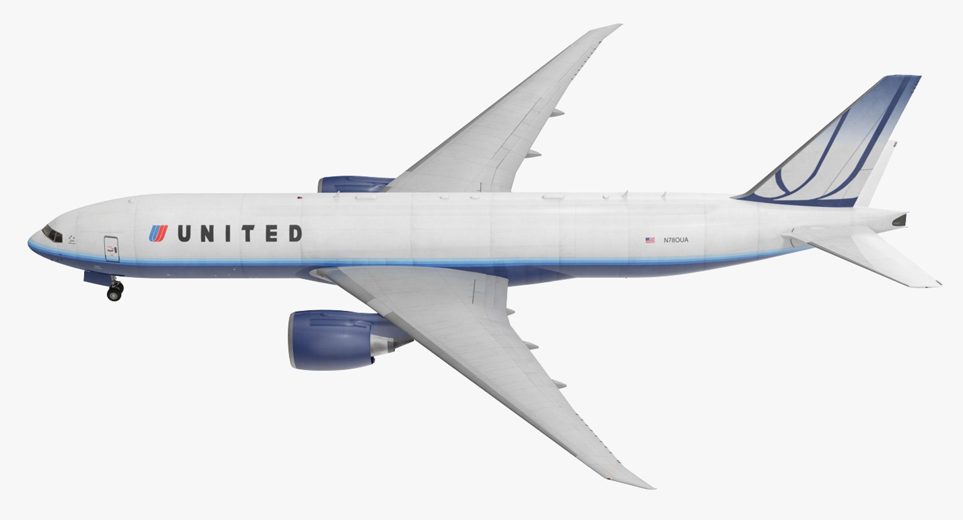 3d boeing 777 freighter united airlines model