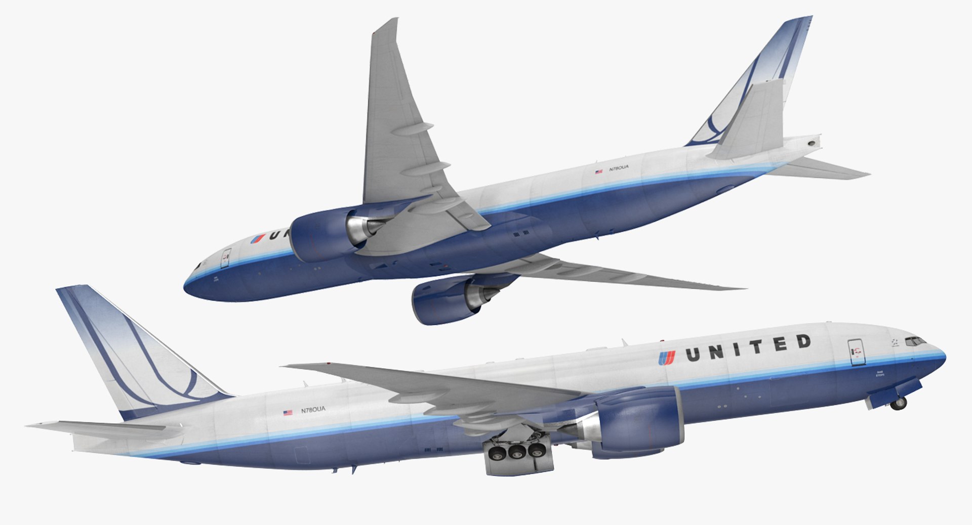 3d boeing 777 freighter united airlines model
