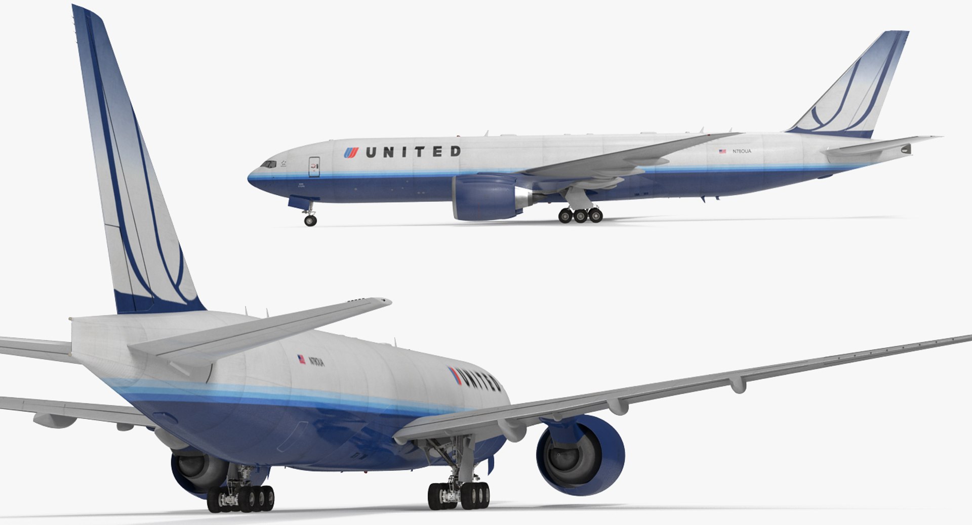 3d boeing 777 freighter united airlines model