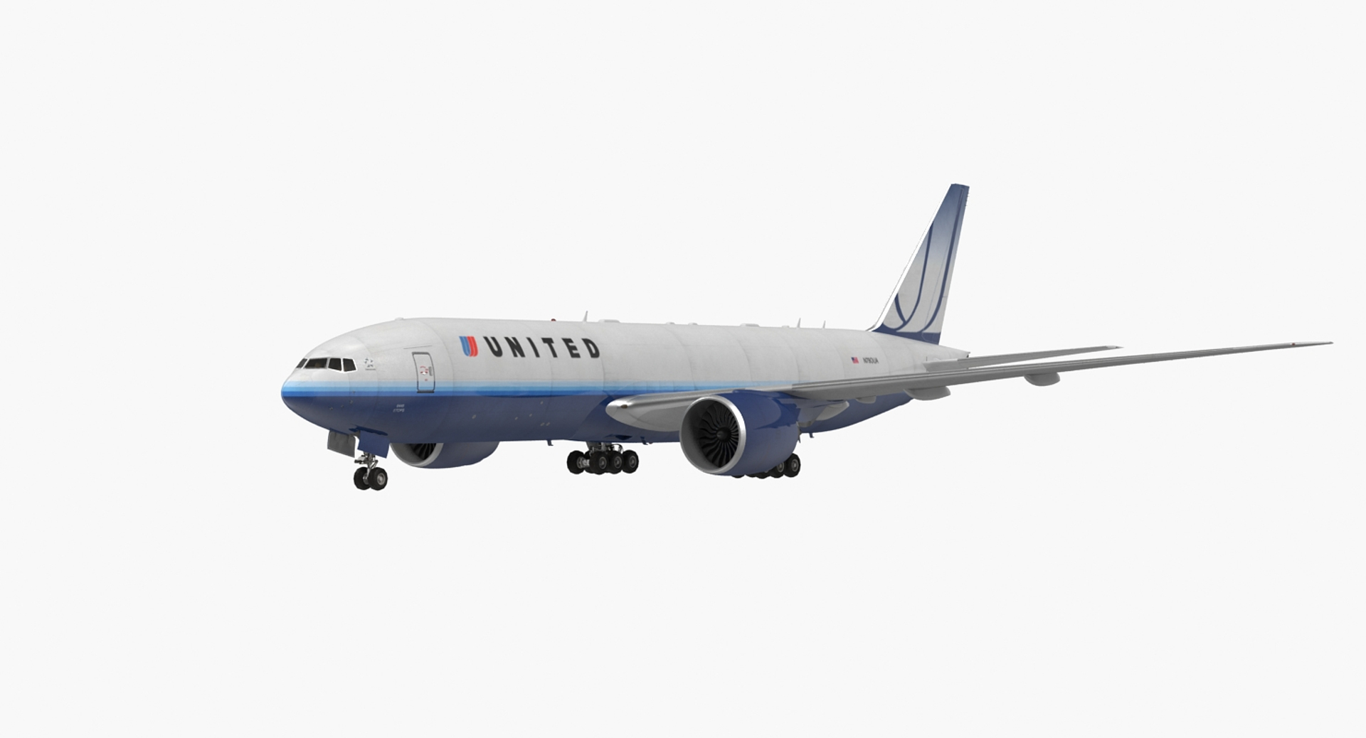 3d boeing 777 freighter united airlines model