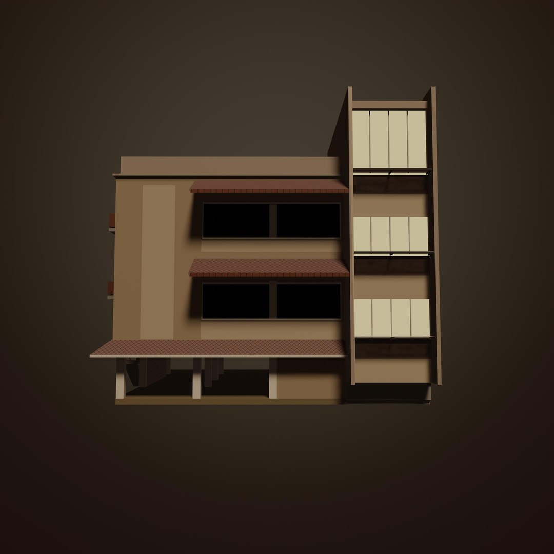 3D Building In Sepia Tone - TurboSquid 1887580