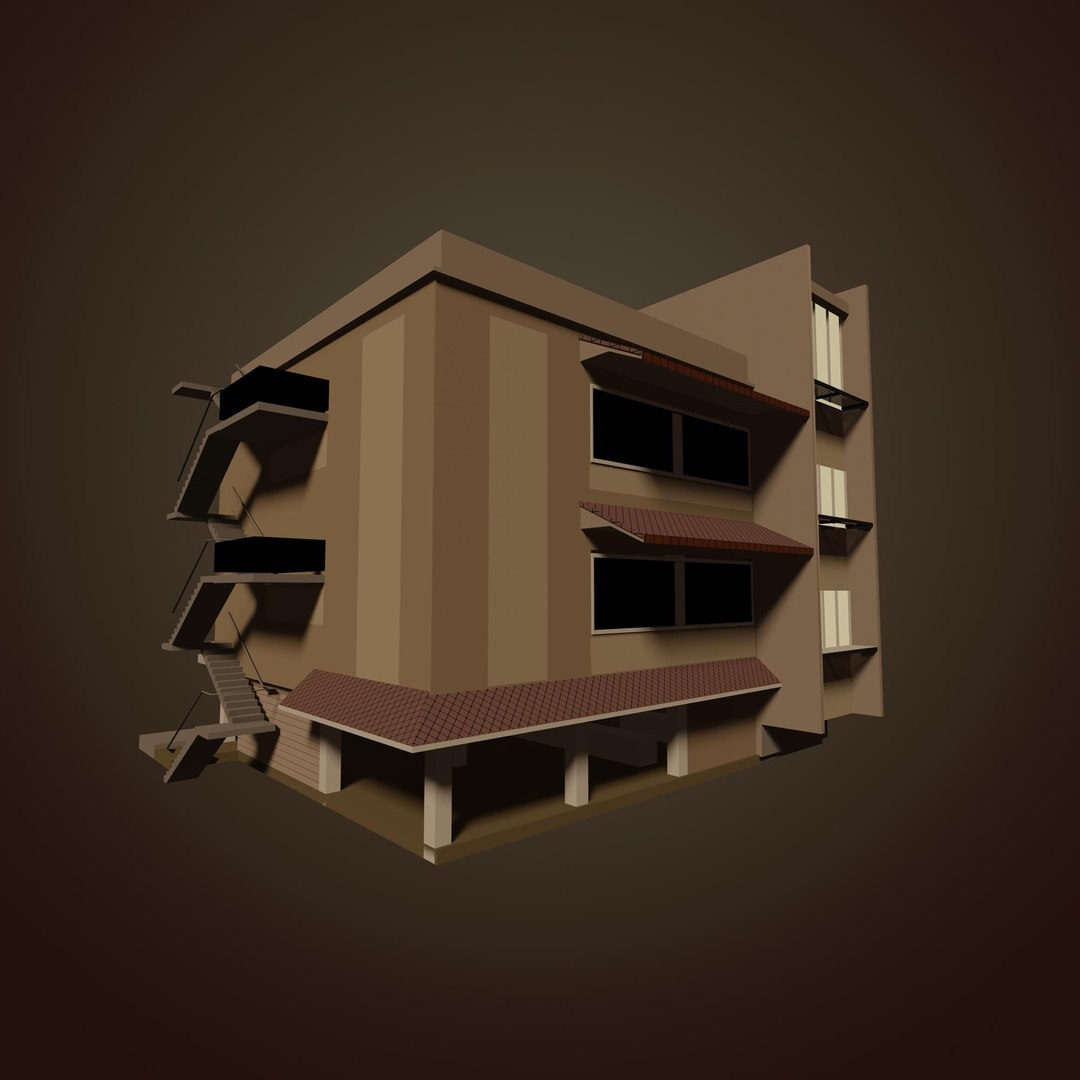 3D Building In Sepia Tone - TurboSquid 1887580
