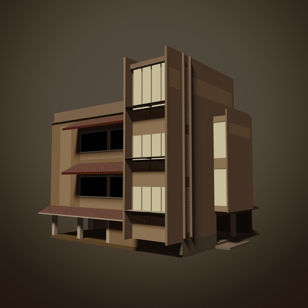 3D Building In Sepia Tone - TurboSquid 1887580