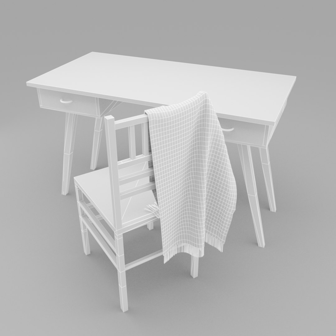 Study Table Chair 3d Model