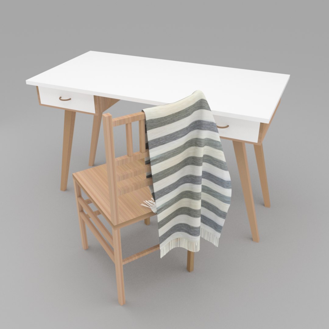Study Table Chair 3d Model