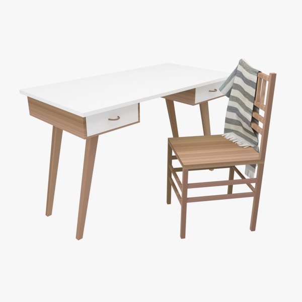 study table chair 3d model